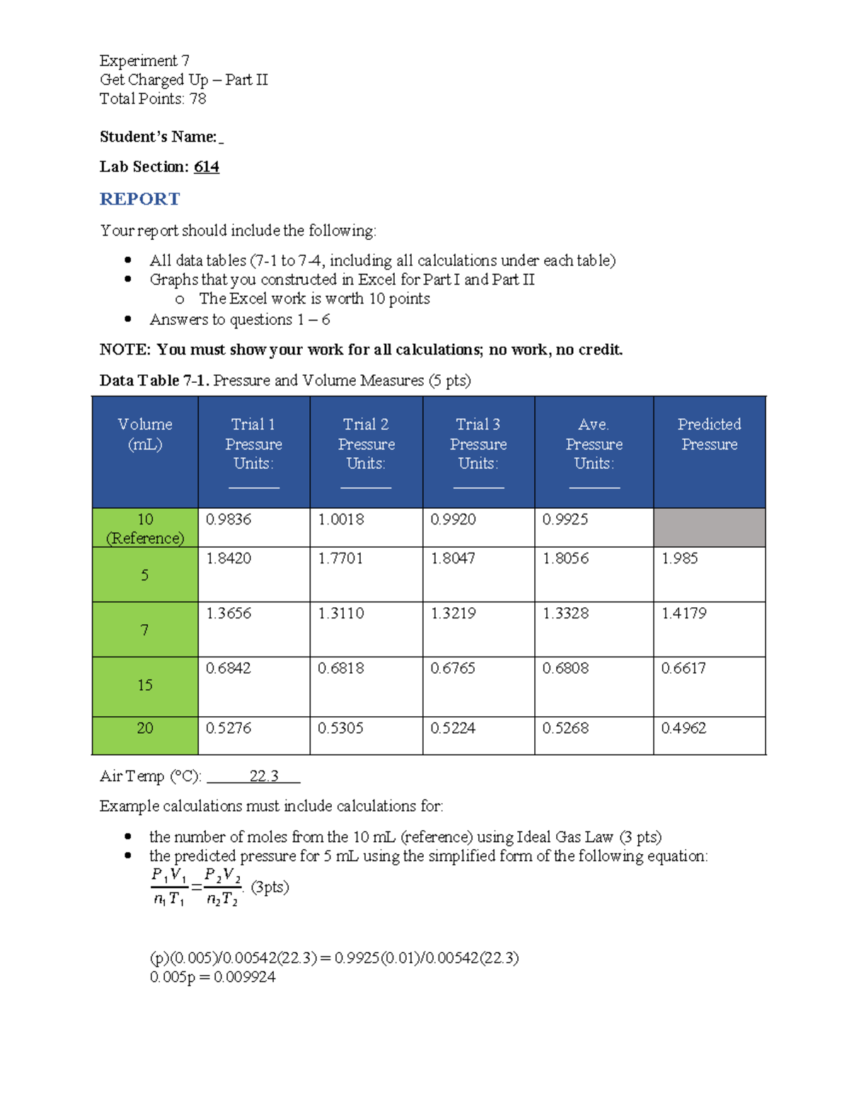 Exp. 7 - Get Charged Up Part 2 - Get Charged Up – Part II Total Points ...