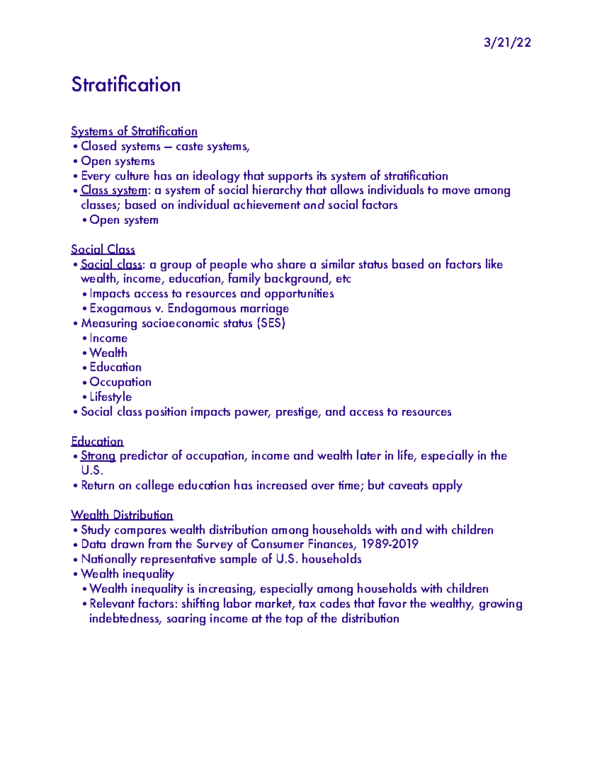 Stratification - 3/21/ Stratification Systems of Stratification •Closed ...