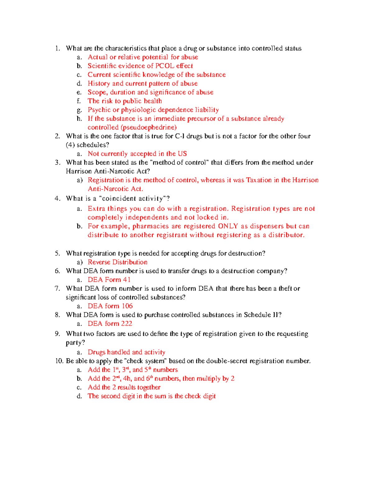 Csa Law Exam Study Guide - 1. What are the characteristics that place a ...