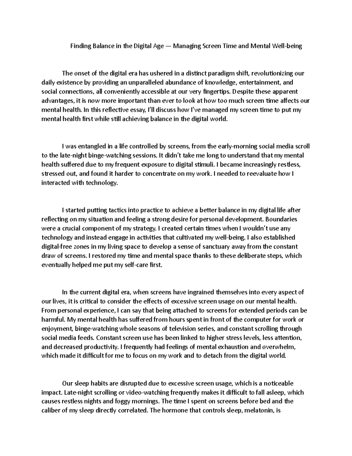 Finding Balance in the Digital Age — Managing Screen Time and Mental ...