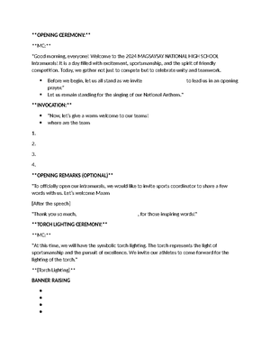 United nations - SCRIPT GUIDE FOR MC - Opening Remarks MC: "Ladies and ...