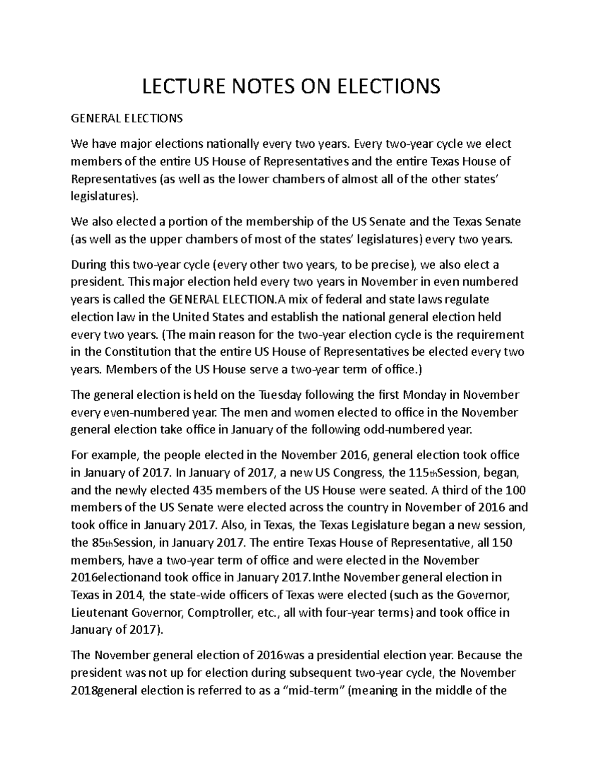 Document 39 - LECTURE NOTES ON ELECTIONS - LECTURE NOTES ON ELECTIONS ...