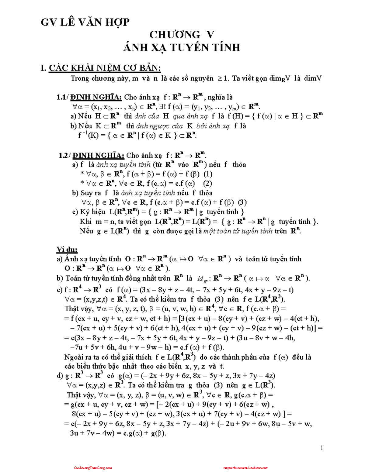 Dai-so-tuyen-tinh le-van-hop anh-xa-tuyen-tinh- tu-rn-vao-rm - [cuuduongthancong - 1 GV LÊ VĂN ...