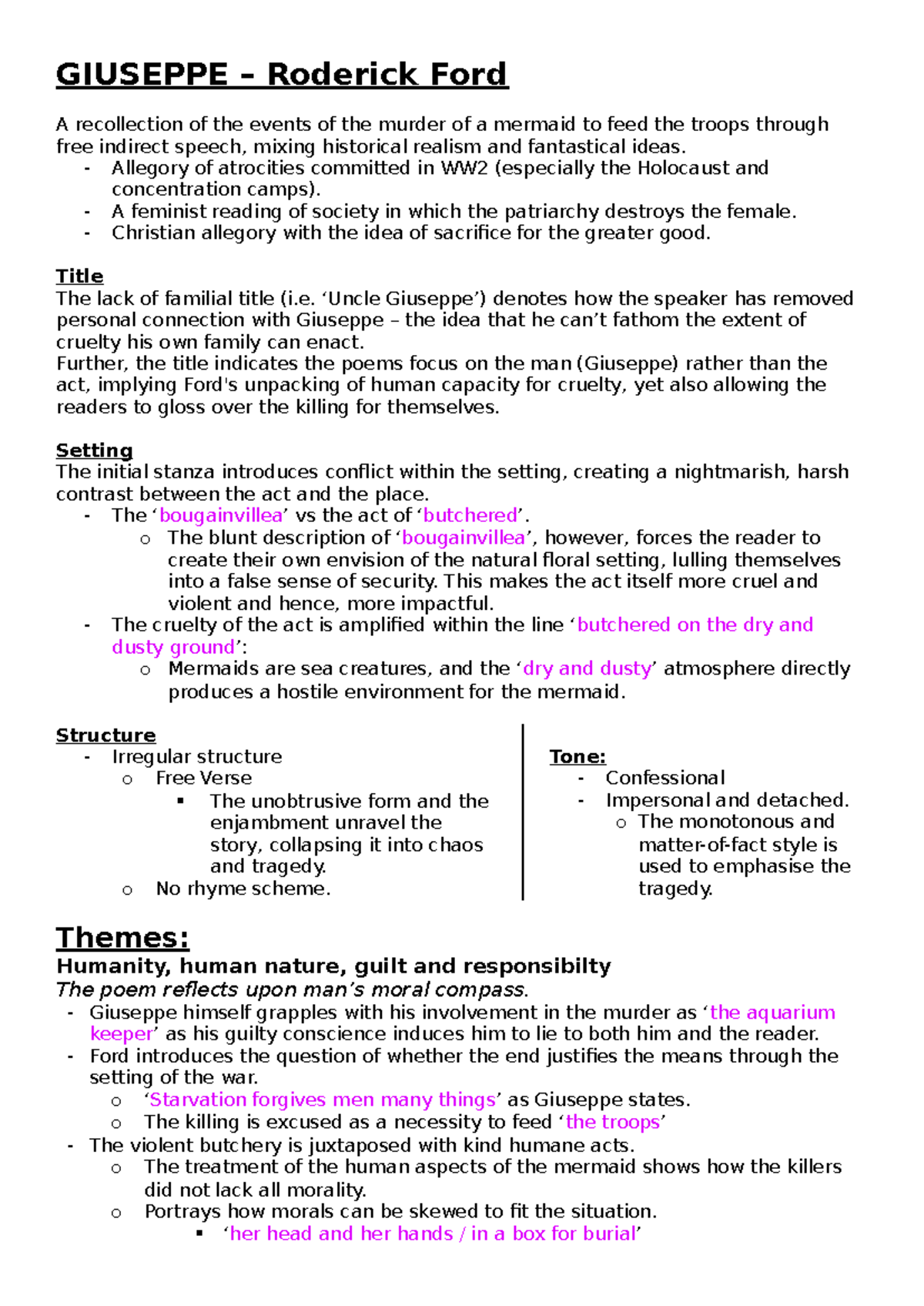 Guiseppe - notes - GIUSEPPE – Roderick Ford A recollection of the ...