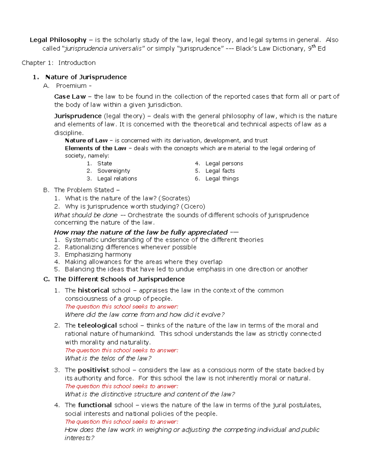 Legal Philosophy Chapter 1 Reviewer - Legal Philosophy – is the ...