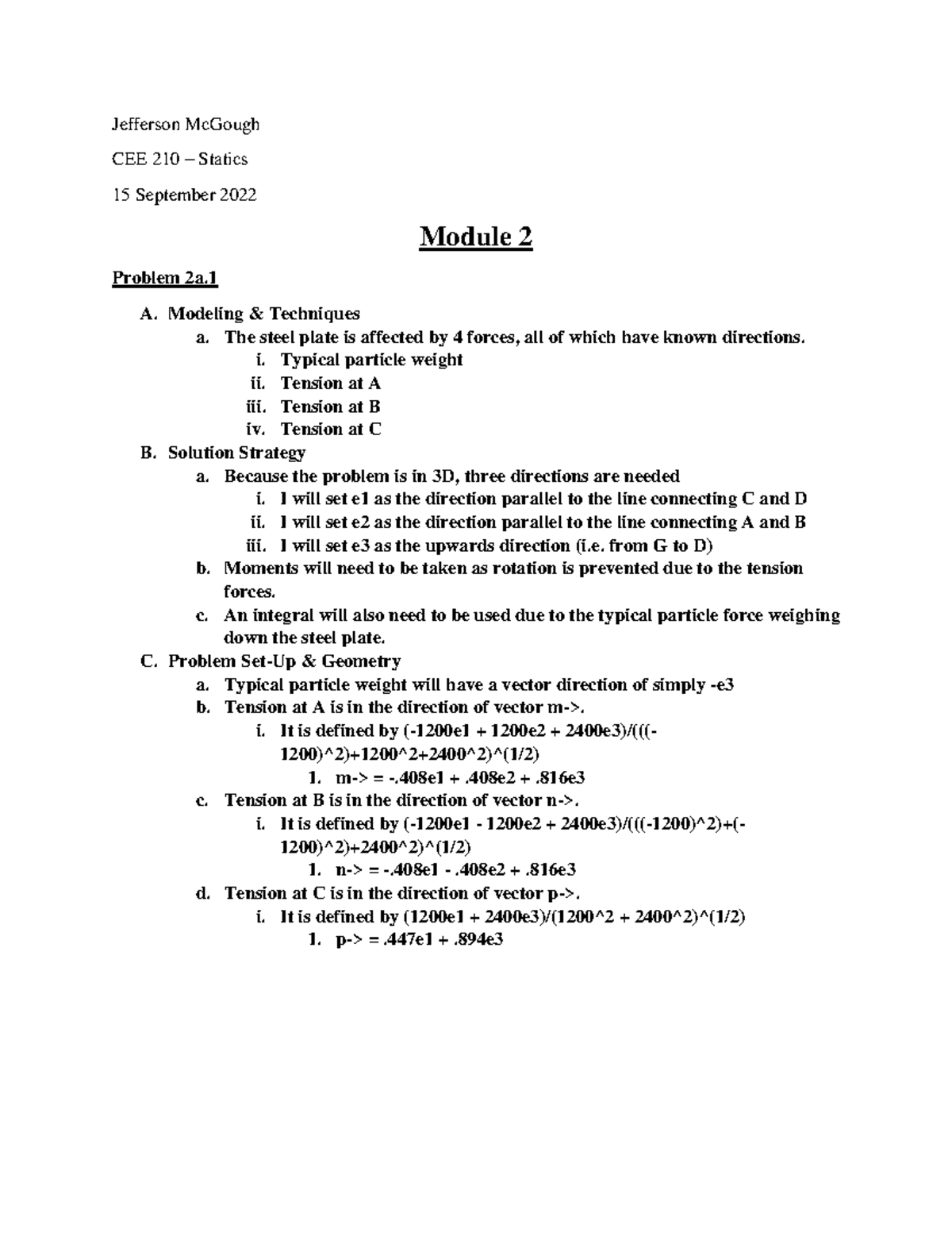 Jefferson Mc Gough Module 2 - Jefferson McGough CEE 210 – Statics 15 ...