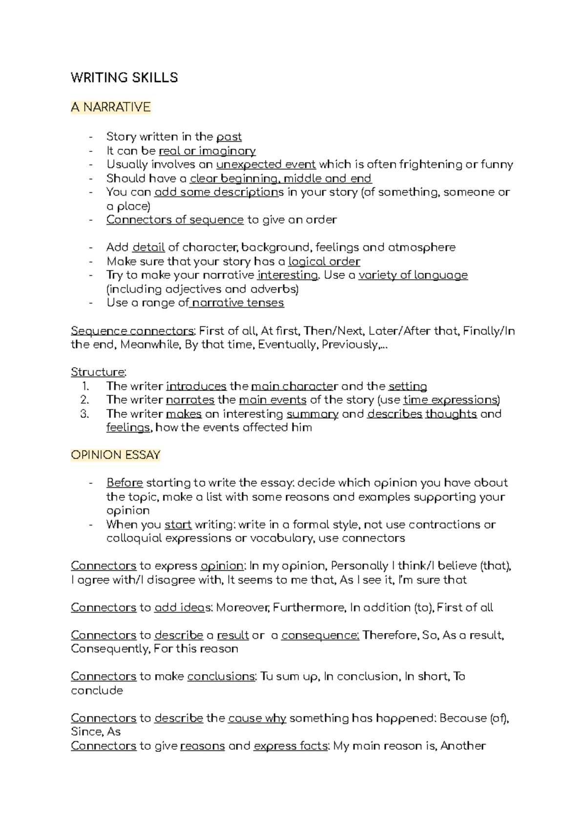 Writing Skills - Todos los tipos de texto y sus características en ...