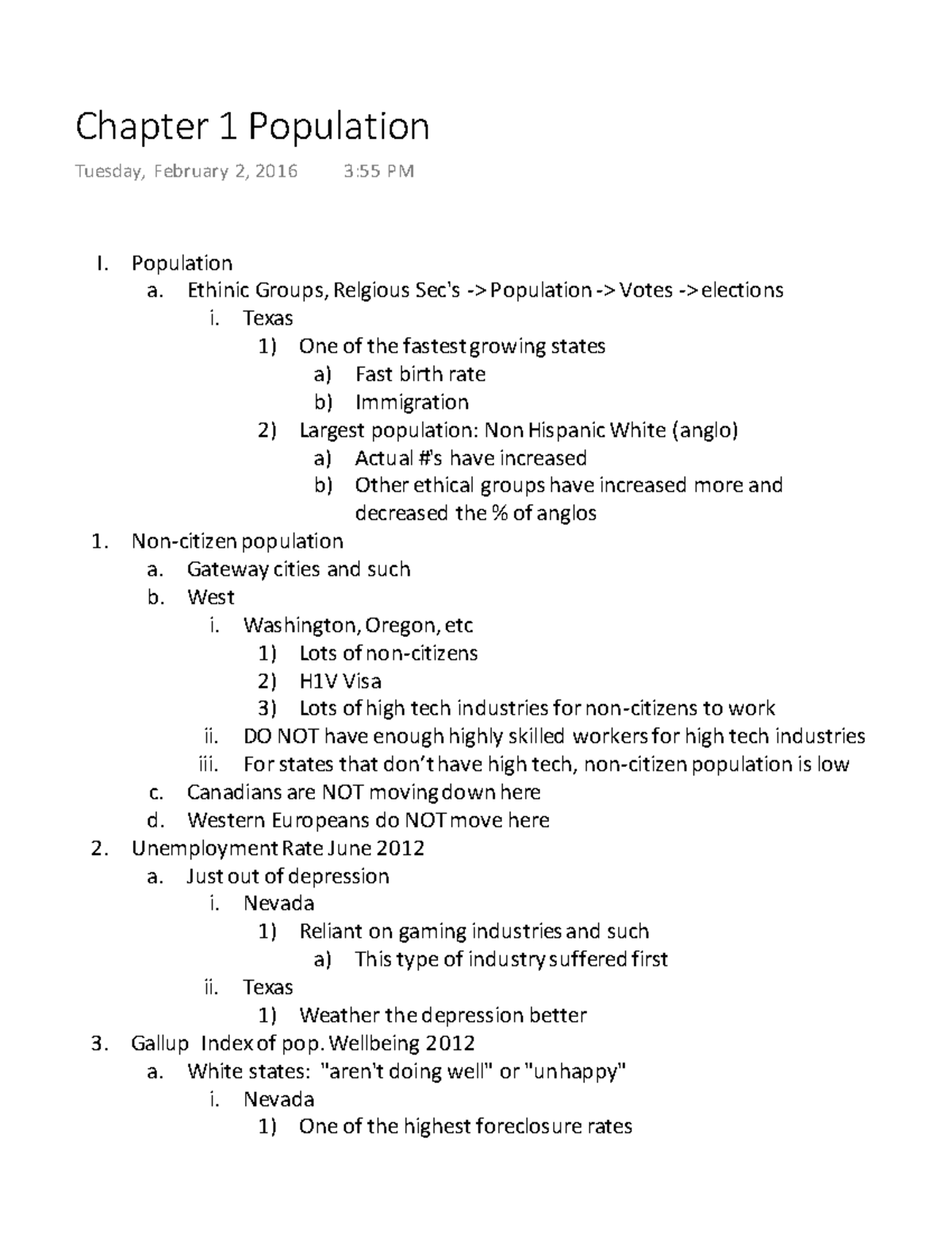 Chapter 1 Population - Lecture notes 1 - a) Fast birth rate b ...