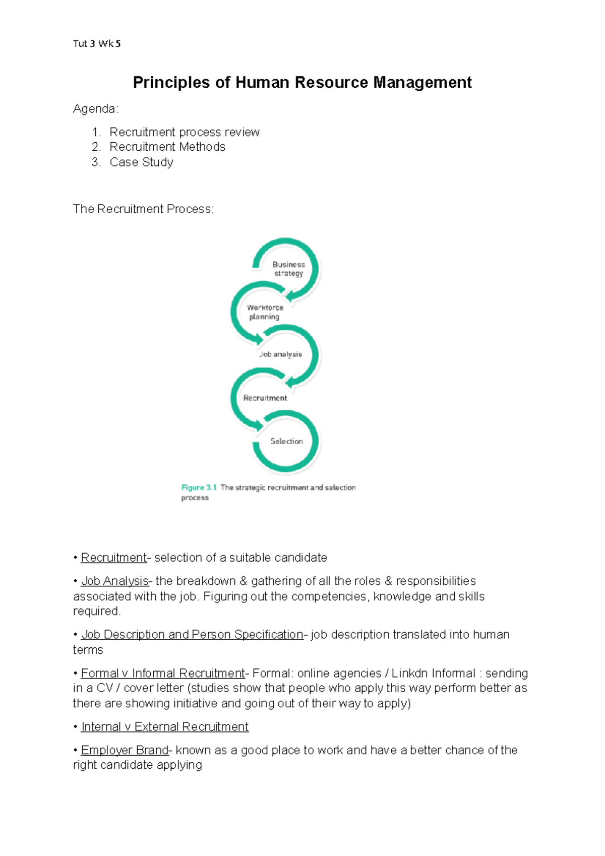 Tutorial 3 Wk 5 Notes - Tut 3 Wk 5 Principles of Human Resource ...