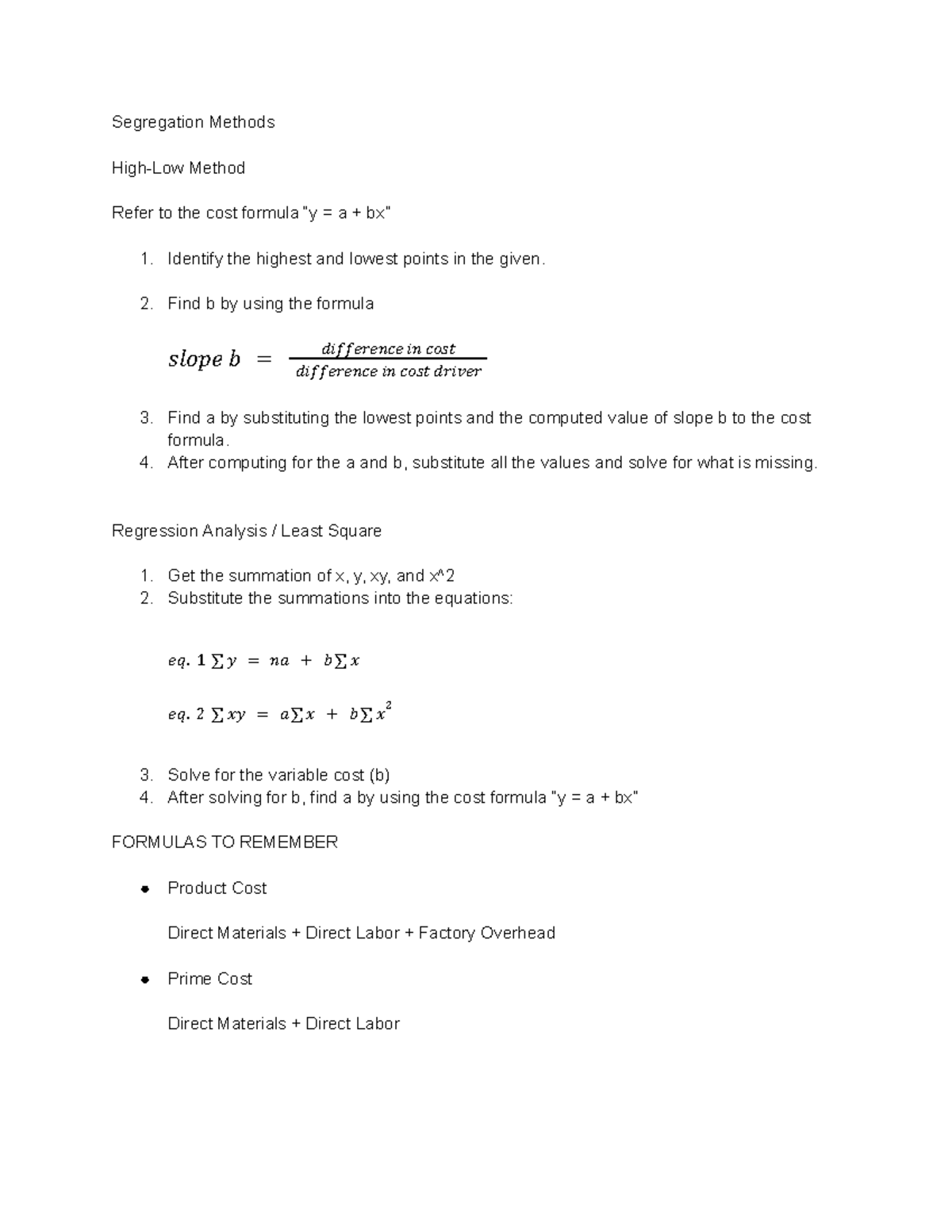 Man Sci-1 - Management Science Notes abt segregation methods and break ...