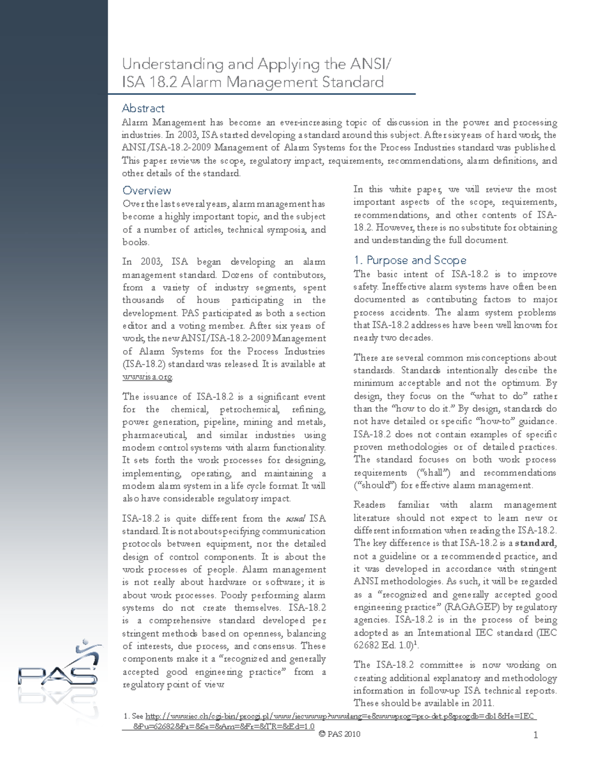 PAS Understanding ISA 18 2 - Understanding and Applying the ANSI/ ISA ...