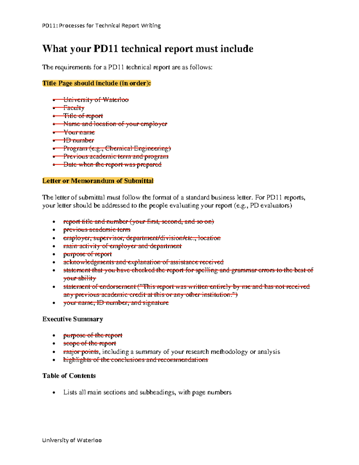 Pd11 technical report guidelines - Studocu