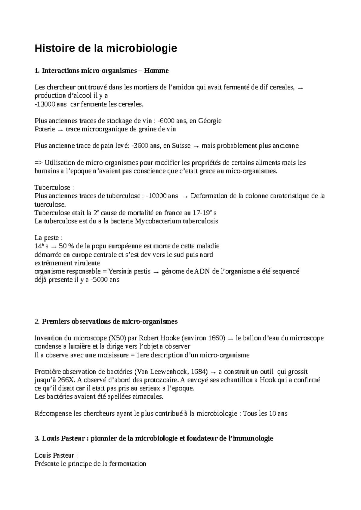 Microbio - Cours - Histoire de la microbiologie 1. Interactions micro-organismes – Homme Les ...