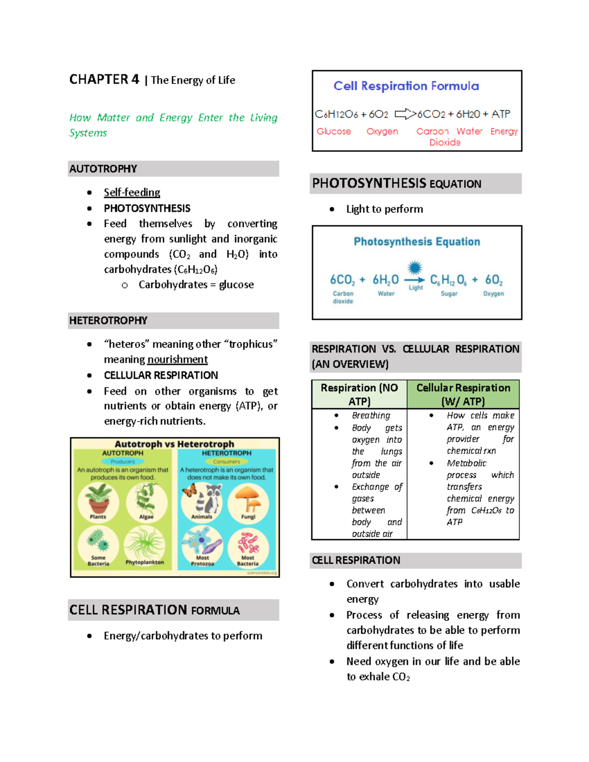 BIO 35 Unit 1 Chapter 4 - CHAPTER 4 | The Energy of Life How Matter and ...