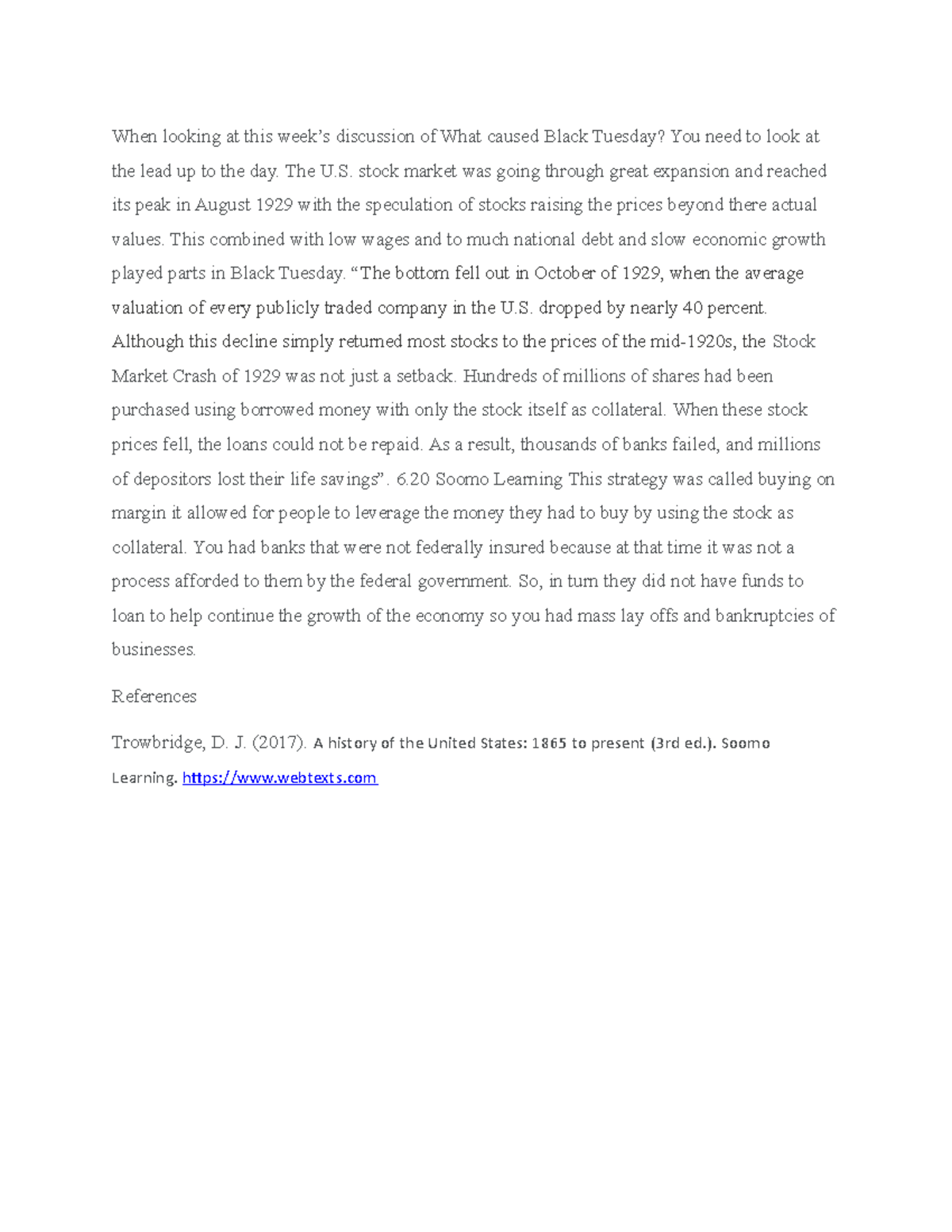 3-2 Discussion What Caused Black Tuesday - When looking at this week’s ...