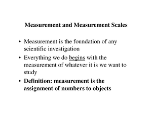 Intro to measurement and statistics - Topic #1: Introduction to ...