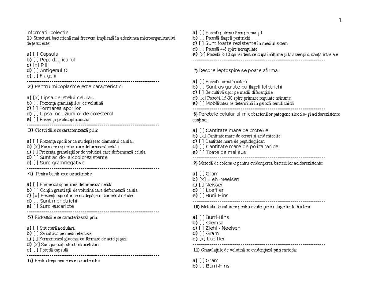 Teste Microbiologie Examen Medicina Generala - Informatii colectie ...