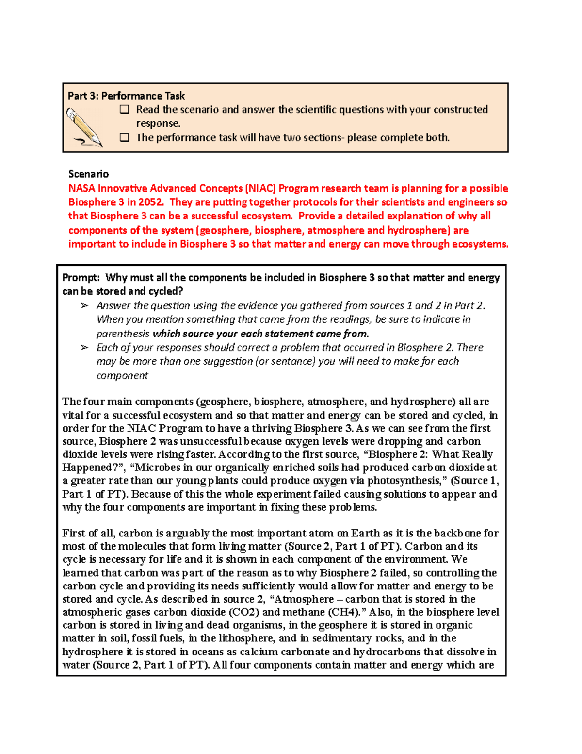 Acc bio Page 9-10 Biology PT - Part 3: Performance Task Read the ...
