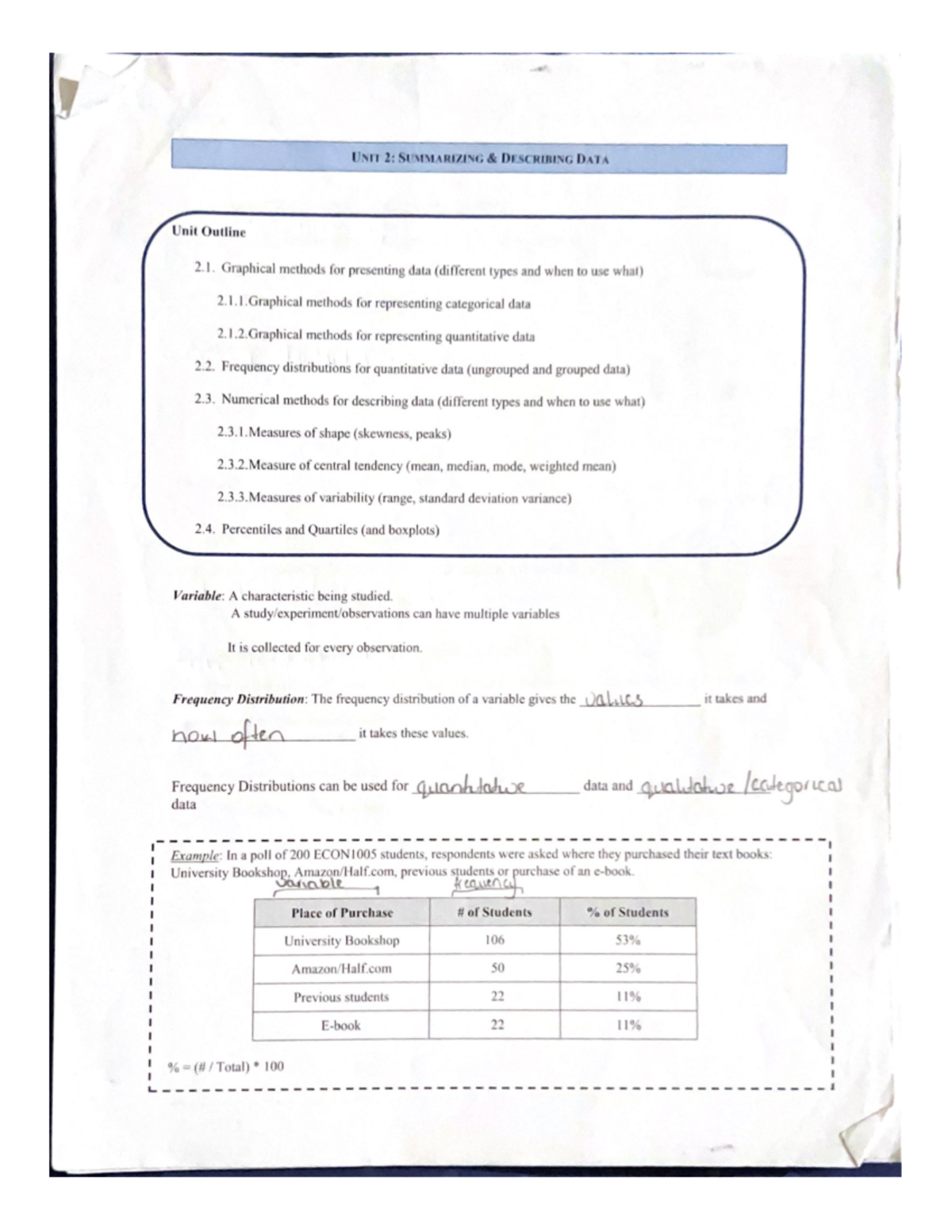 & Describing DATA - Summary Productivity and Quality Techniques - Studocu