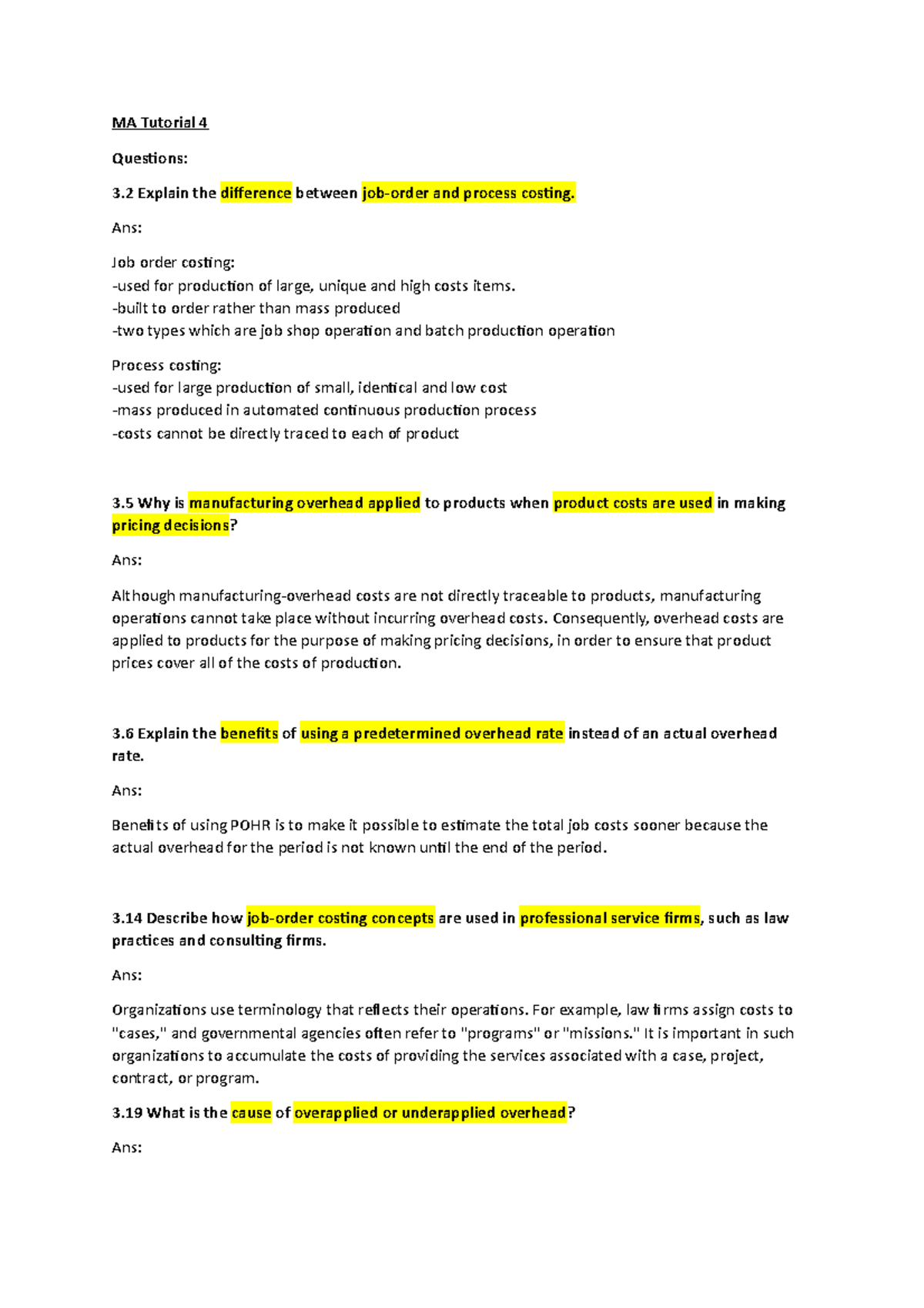 MA Tutorial 4 - description - MA Tutorial 4 Questions: 3 Explain the ...