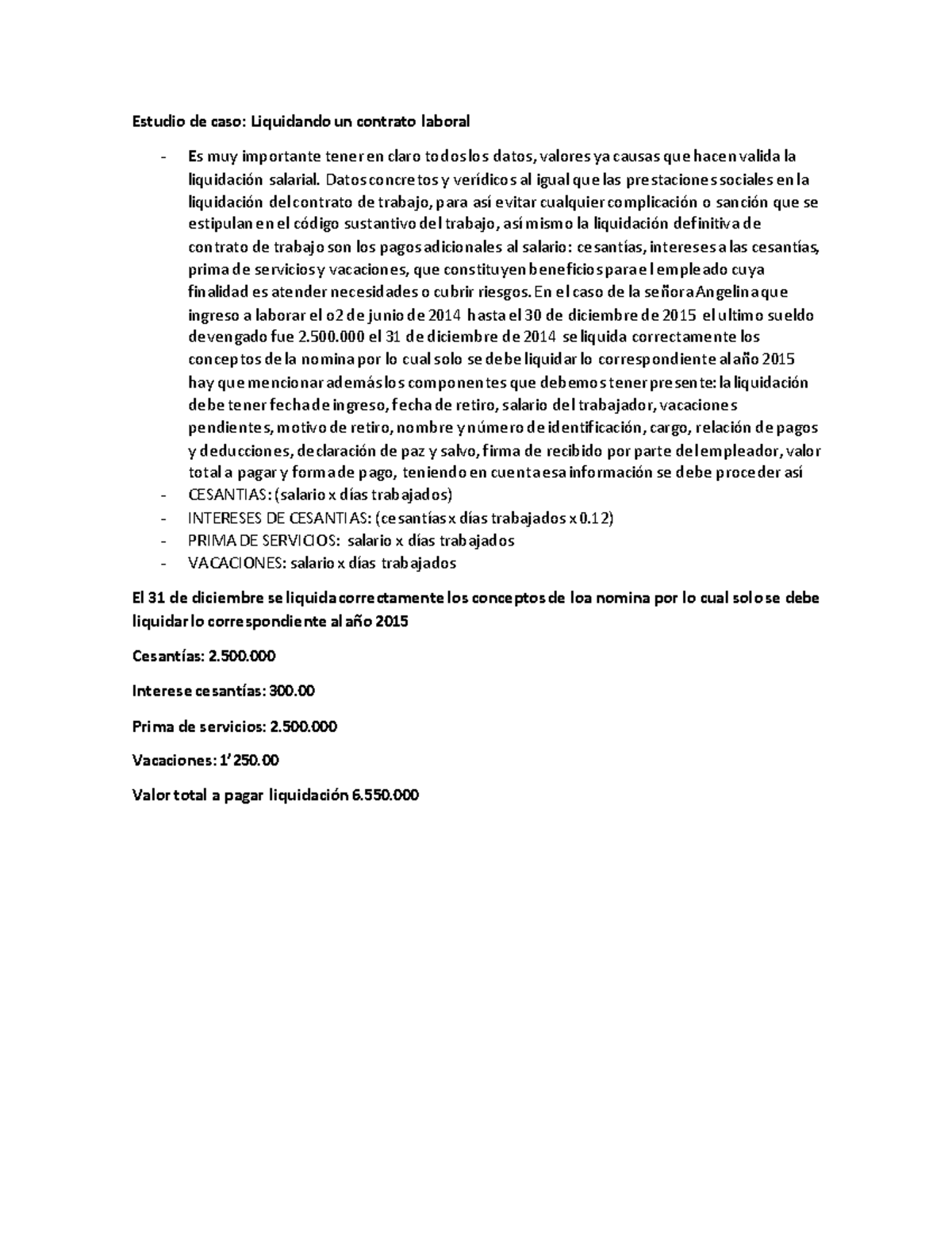 Estudio de caso liquidación - Estudio de caso: Liquidando un contrato ...