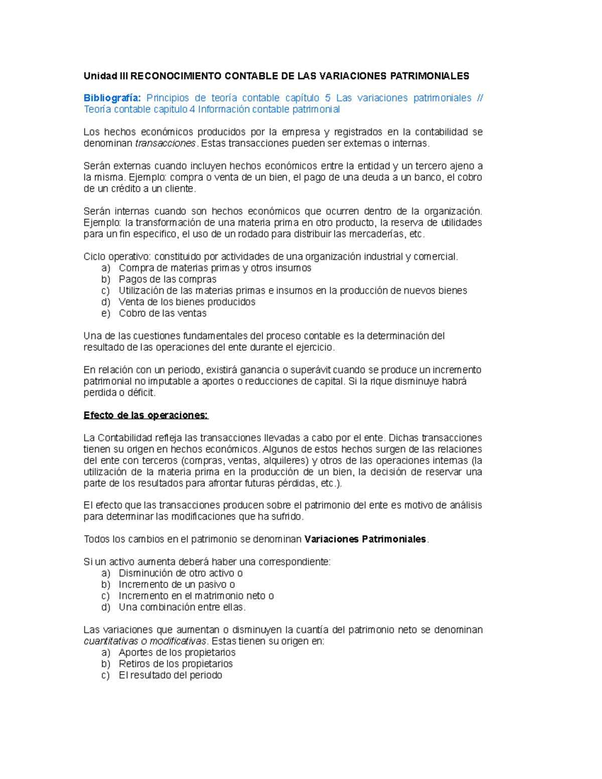 TC Unidad 3 - Apunte de clase de teoria contable - Unidad III ...