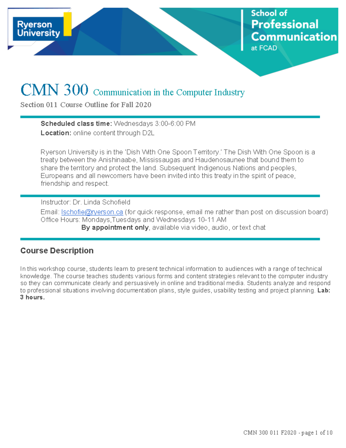 Syllabus (Fall2020) - CMN 300 Communication in the Computer Industry ...