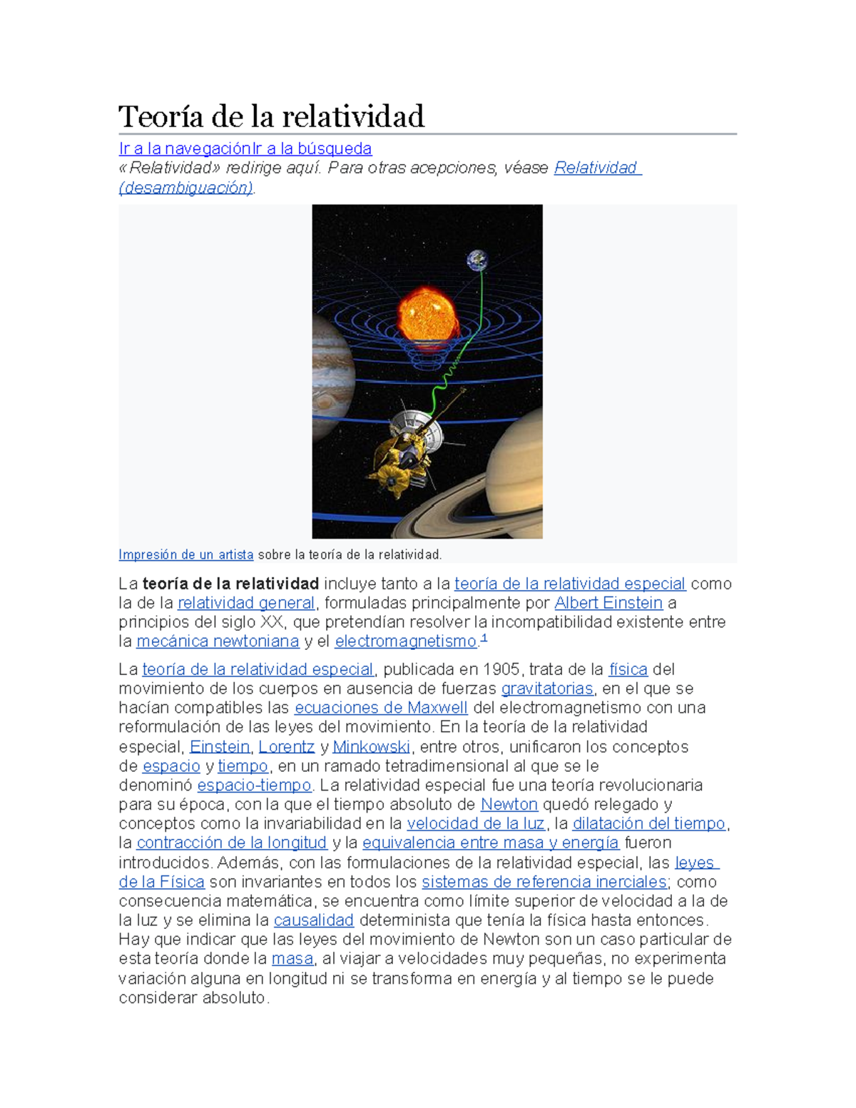 Teoría de la relatividad - Para otras acepciones, véase Relatividad ...