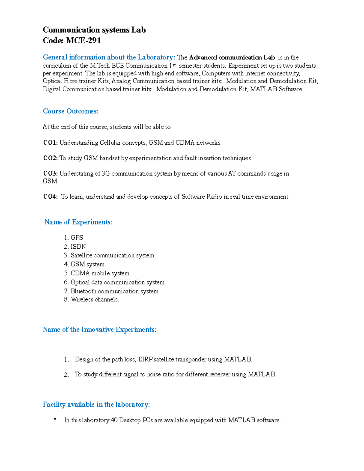 Communication-systems-lab - Communication systems Lab Code: MCE ...