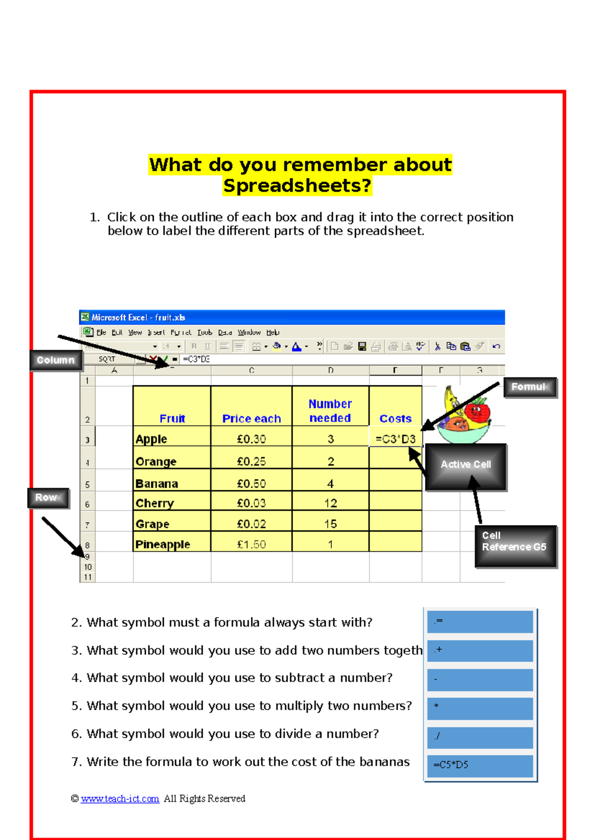 Spreadsheet features - thanks - What do you remember about Spreadsheets ...
