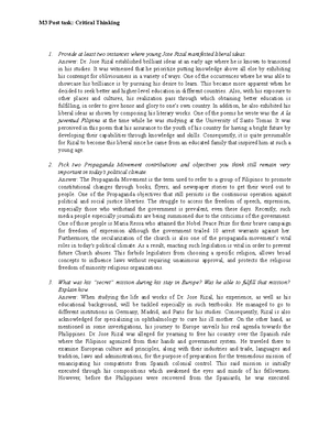 M2L1 Tracing Rizal’s Historical Roots While task 2 - According to Anderson (2004) and Wickberg ...