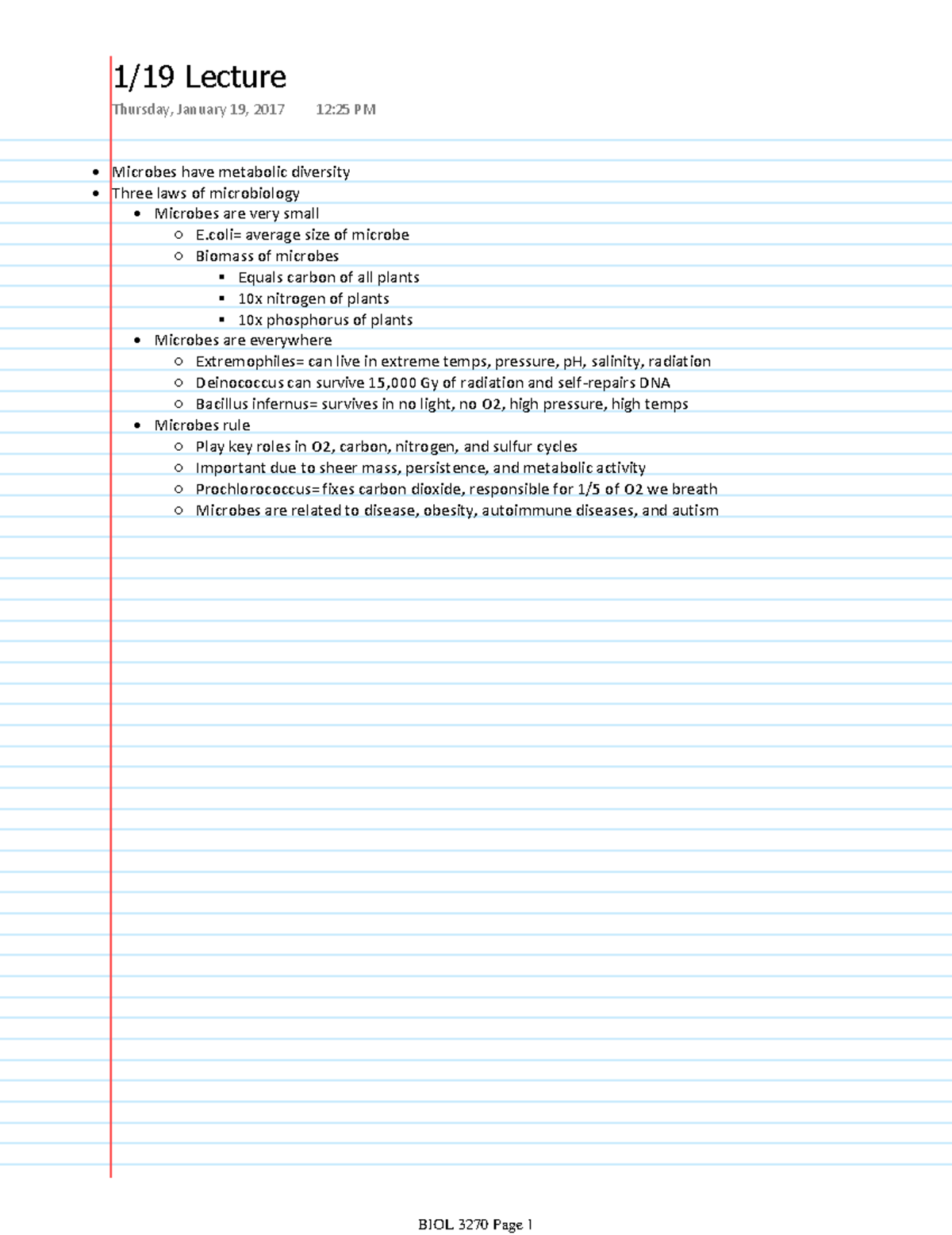 BIOL 3270 - Summary General Microbiology with Laboratory - Warning: TT: undefined function: 32 ...