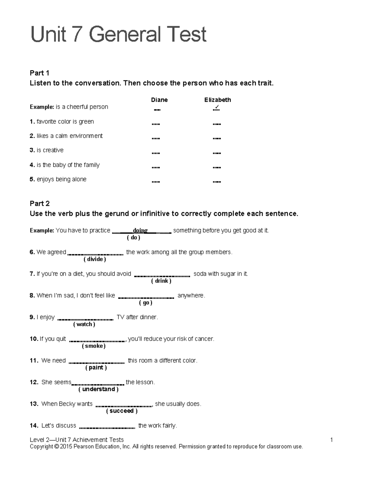 TN2 U7 Assessment- level 4 - Unit 7 General Test Part 1 Listen to the ...