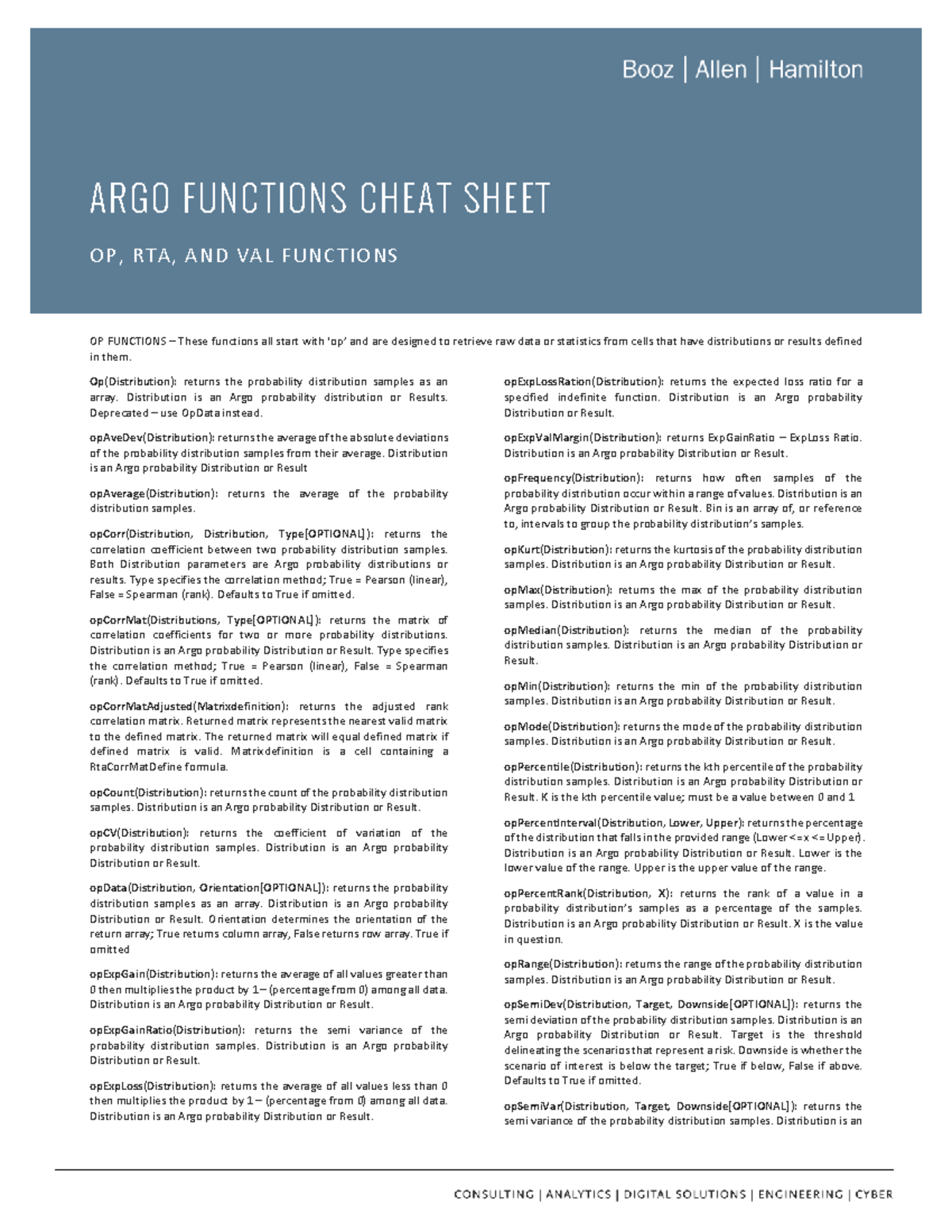 Argo Function Cheat Sheet - ARGO FUNCTIONS CHEAT SHEET OP, RTA, AND VAL ...