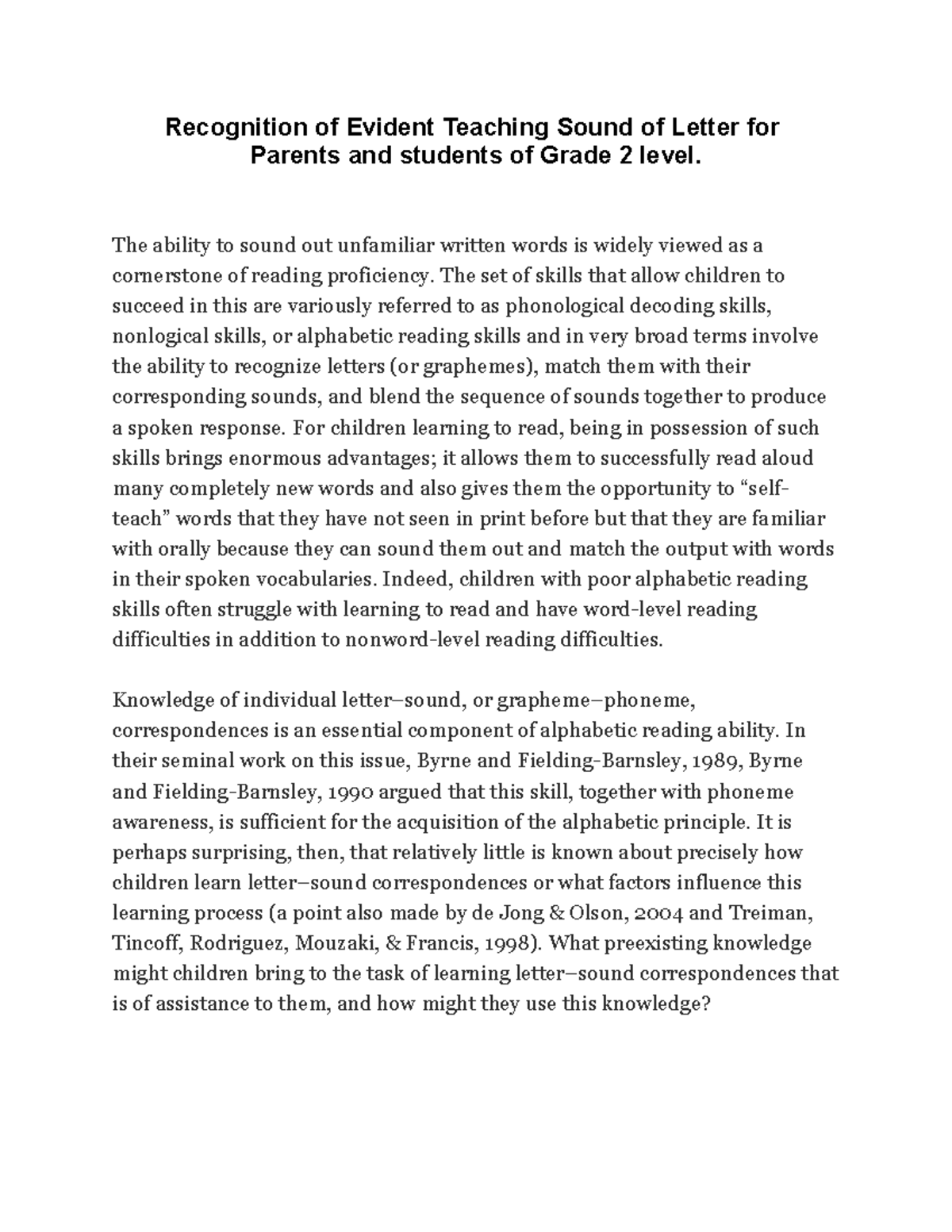 Ate rrl - assignment document - Recognition of Evident Teaching Sound ...