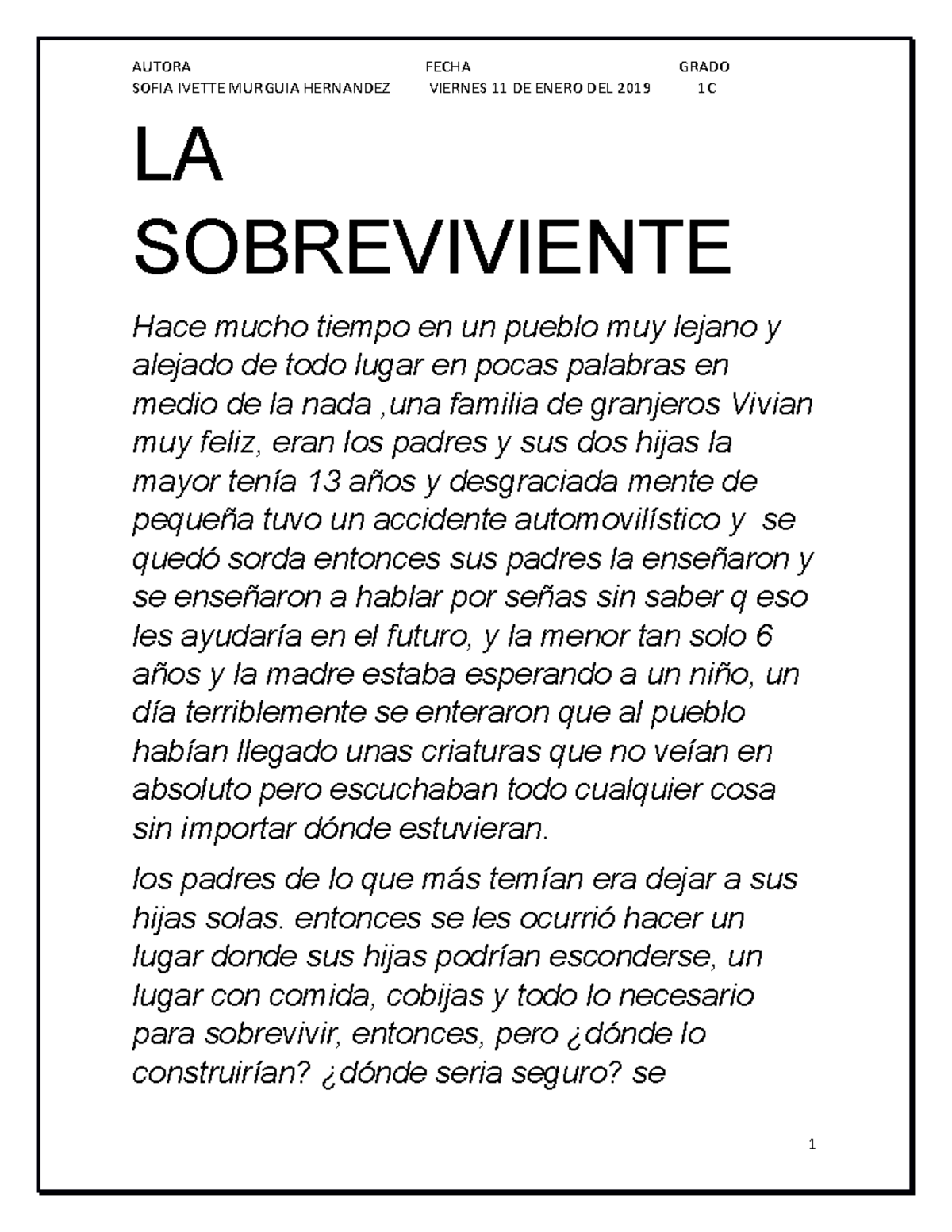 LA Sobreviviente - SOFIA IVETTE MURGUIA HERNANDEZ VIERNES 11 DE ENERO ...