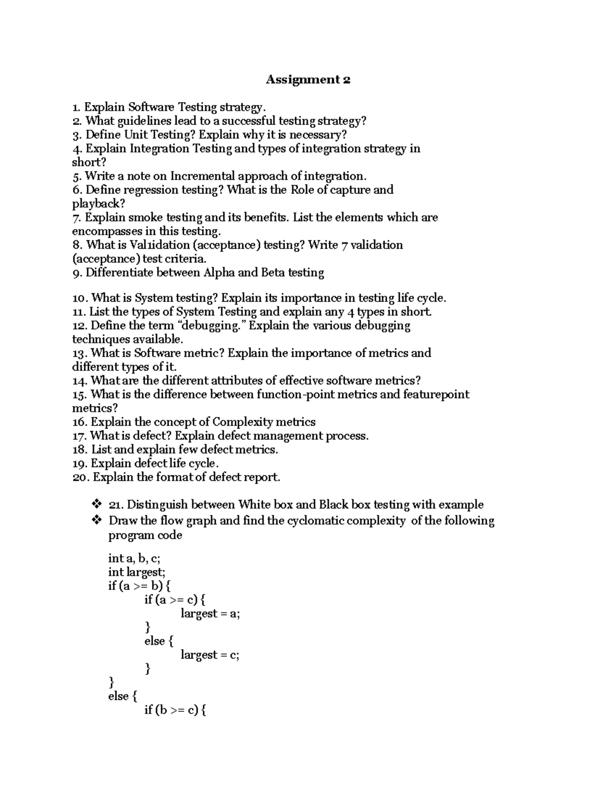 UnitII - Question bank for STQA - Assignment 2 1. Explain Software ...