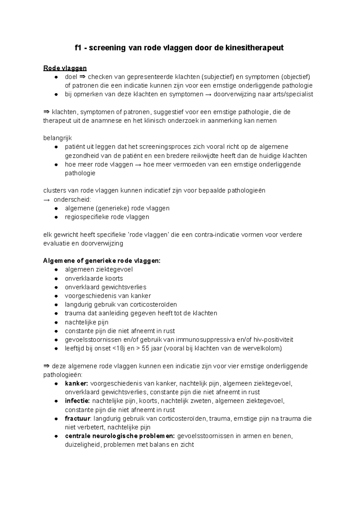 1 - screening van rode vlaggen door de kinesitherapeut - ..) movement ...