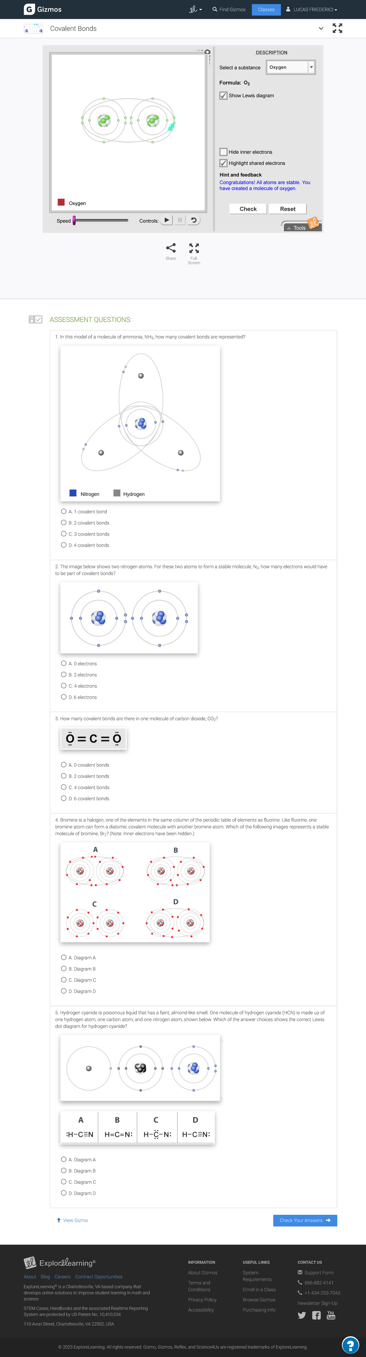 Covalent Bonds Gizmo Explore Learning - Covalent Bonds © 2023 ...