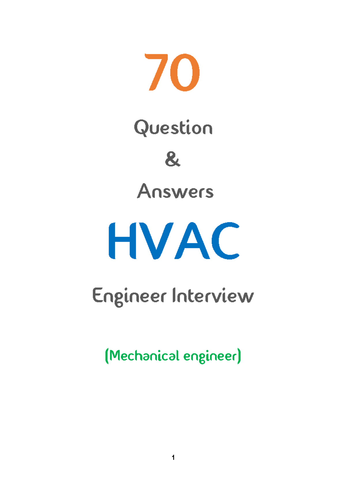 HVAC Engineer interview 70 questions & answers - 70 Question & Answers ...