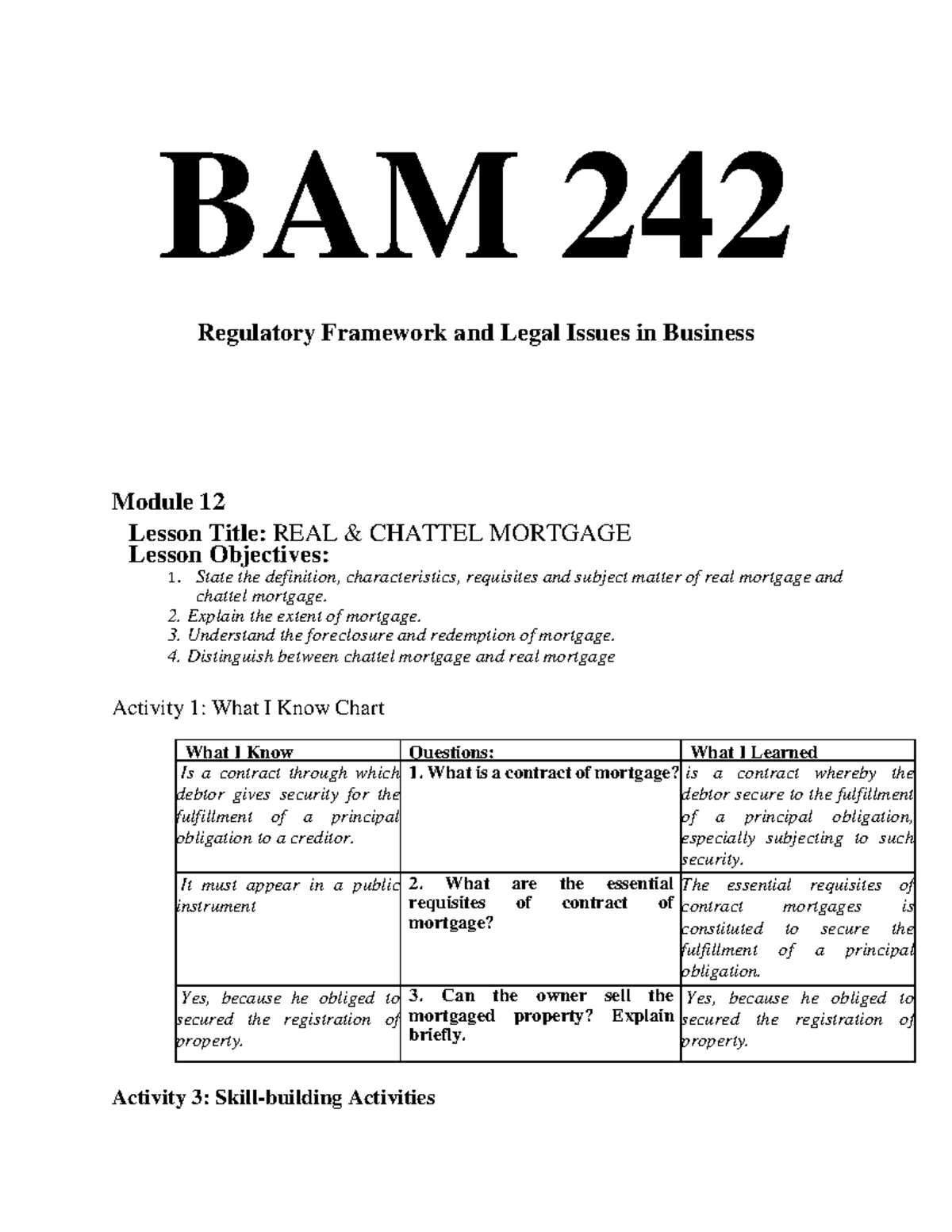 BAM242- Module 12 - Thanks me later - BAM 242 Regulatory Framework and ...