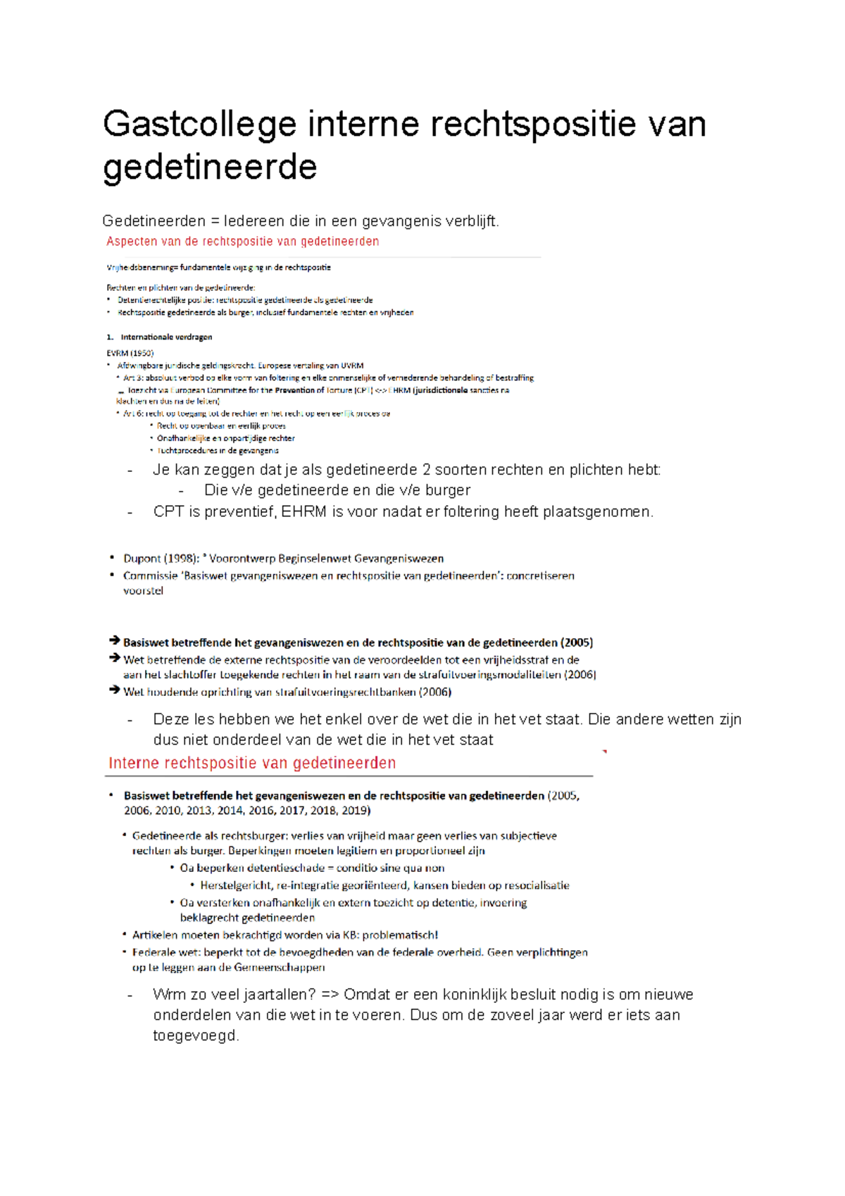 Gastles interne rechtspositie van gedetineerden - Gastcollege interne ...