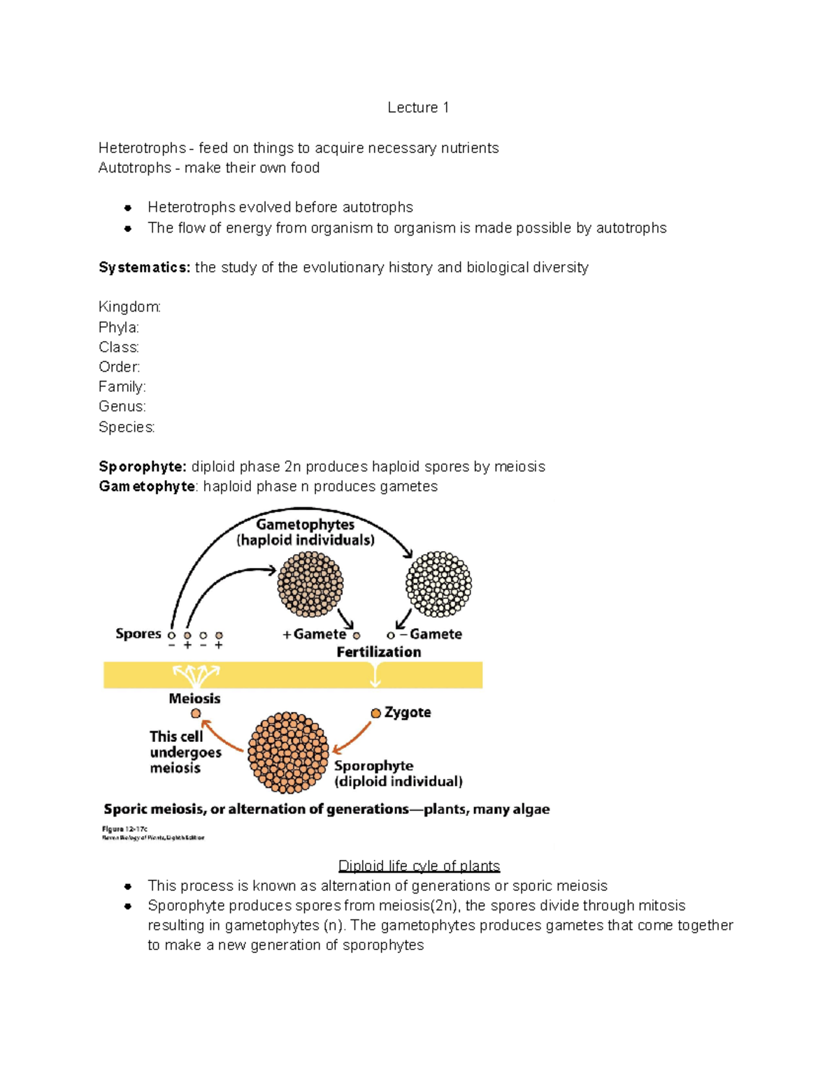 Botany notes - Lecture 1 Heterotrophs - feed on things to acquire ...