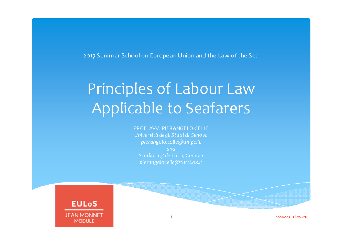 Celle Principles of Labour Law Applicable to Seafarers 2017 .pptx [Sola ...