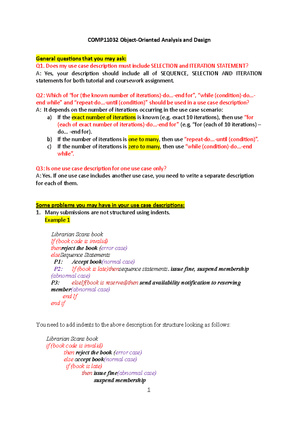 Feedback for Use Case Description Tutorial Case Studies - COMP11032 ...