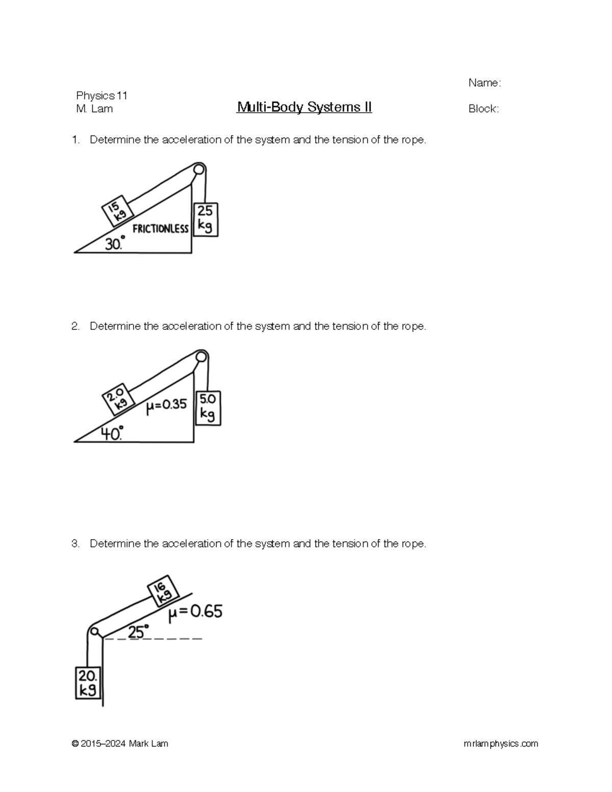 Multi Body Systems II - AP Physics 1: Algebra-Based - Edit - 1 ...