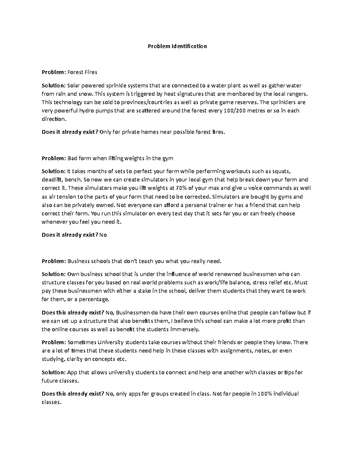 Enti Week 1 - Ideas for Enti work - Problem Identification Problem ...
