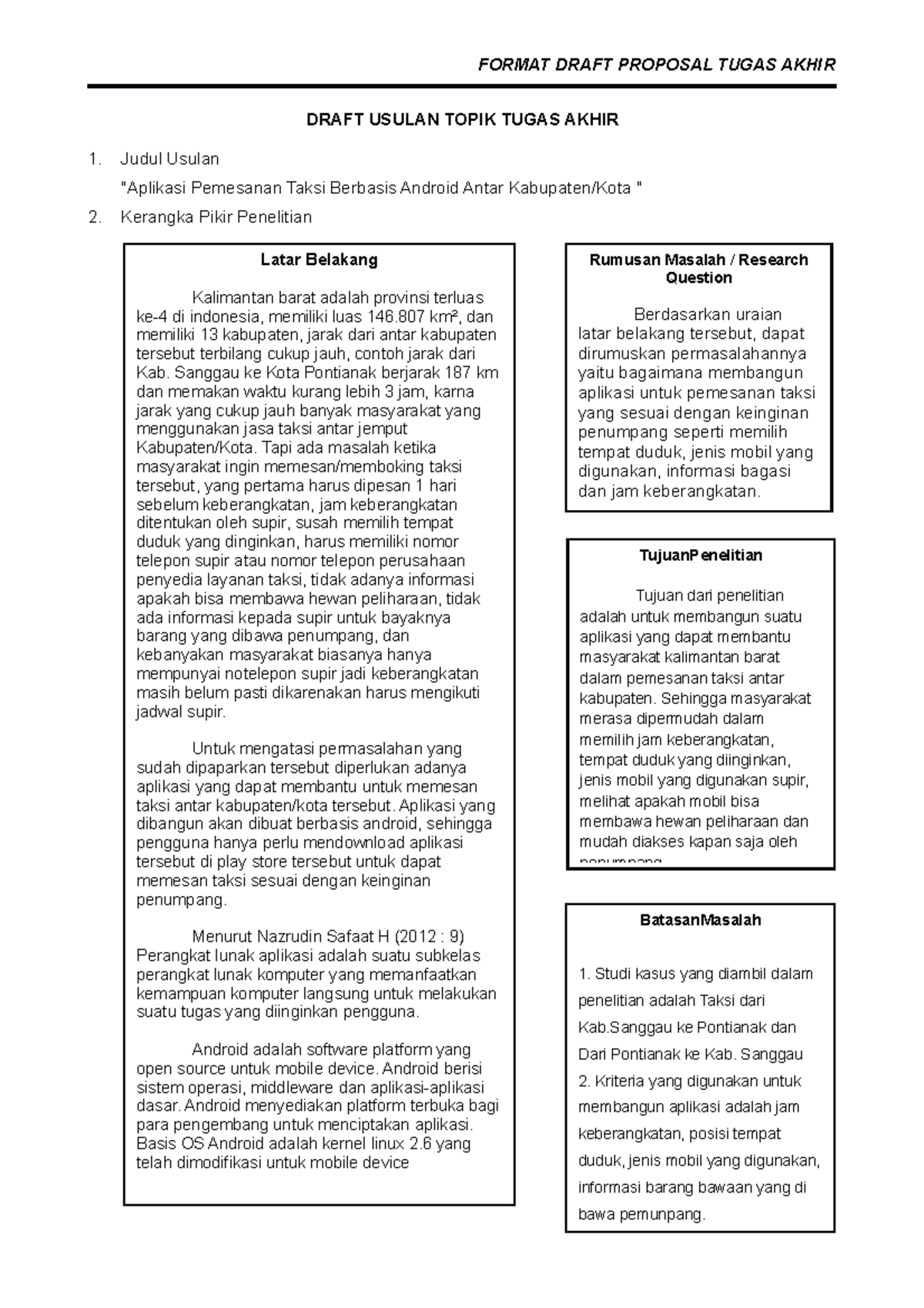 02 - Format Draft Usulan Topik Tugas Akhir - DRAFT USULAN TOPIK TUGAS ...