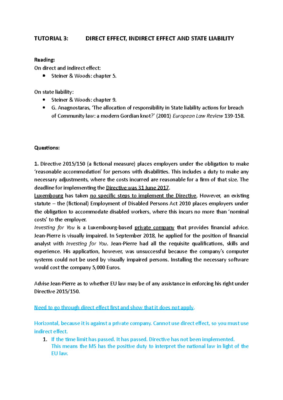 Tutorial 3 Direct Effect Indirect Effect And State Liability Tutorial 3 Direct Effect