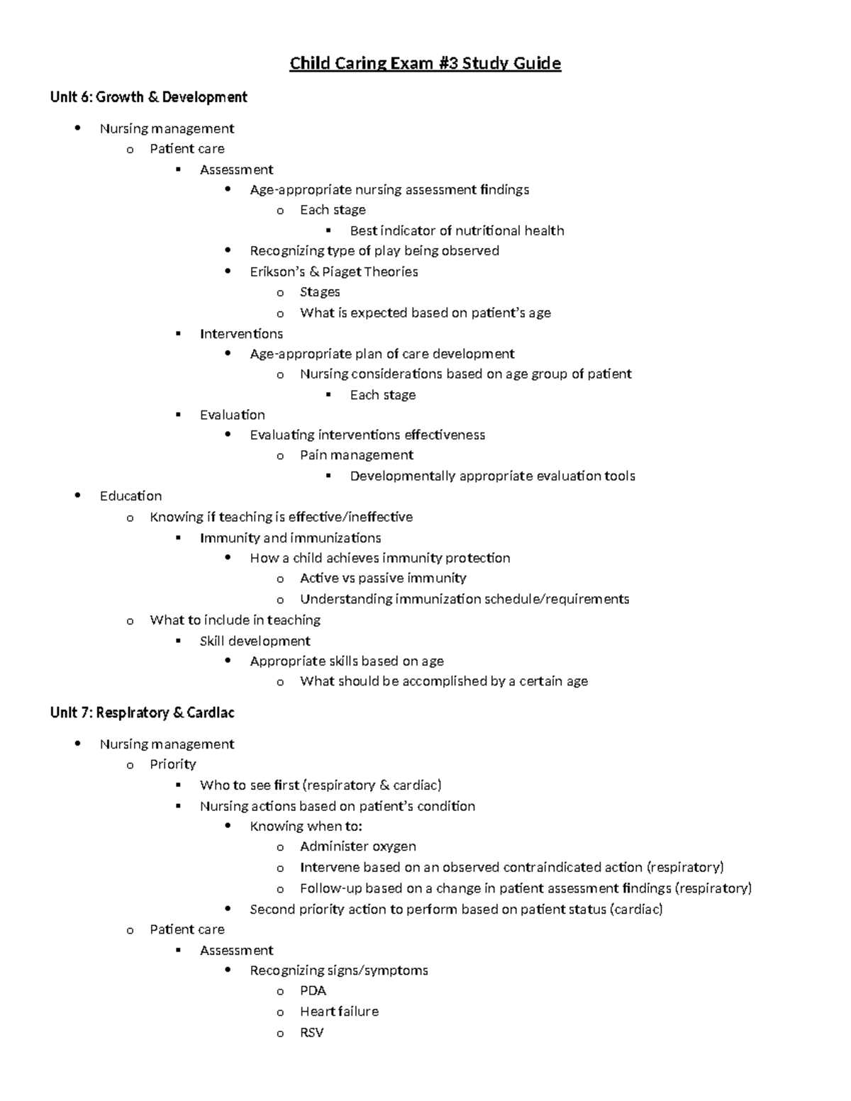 Child+Caring+Exam+3+Study+Guide - Child Caring Exam #3 Study Guide Unit ...